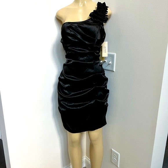 Juno | Dresses | Juno Black One Shoulder Satin Dress | Poshmark